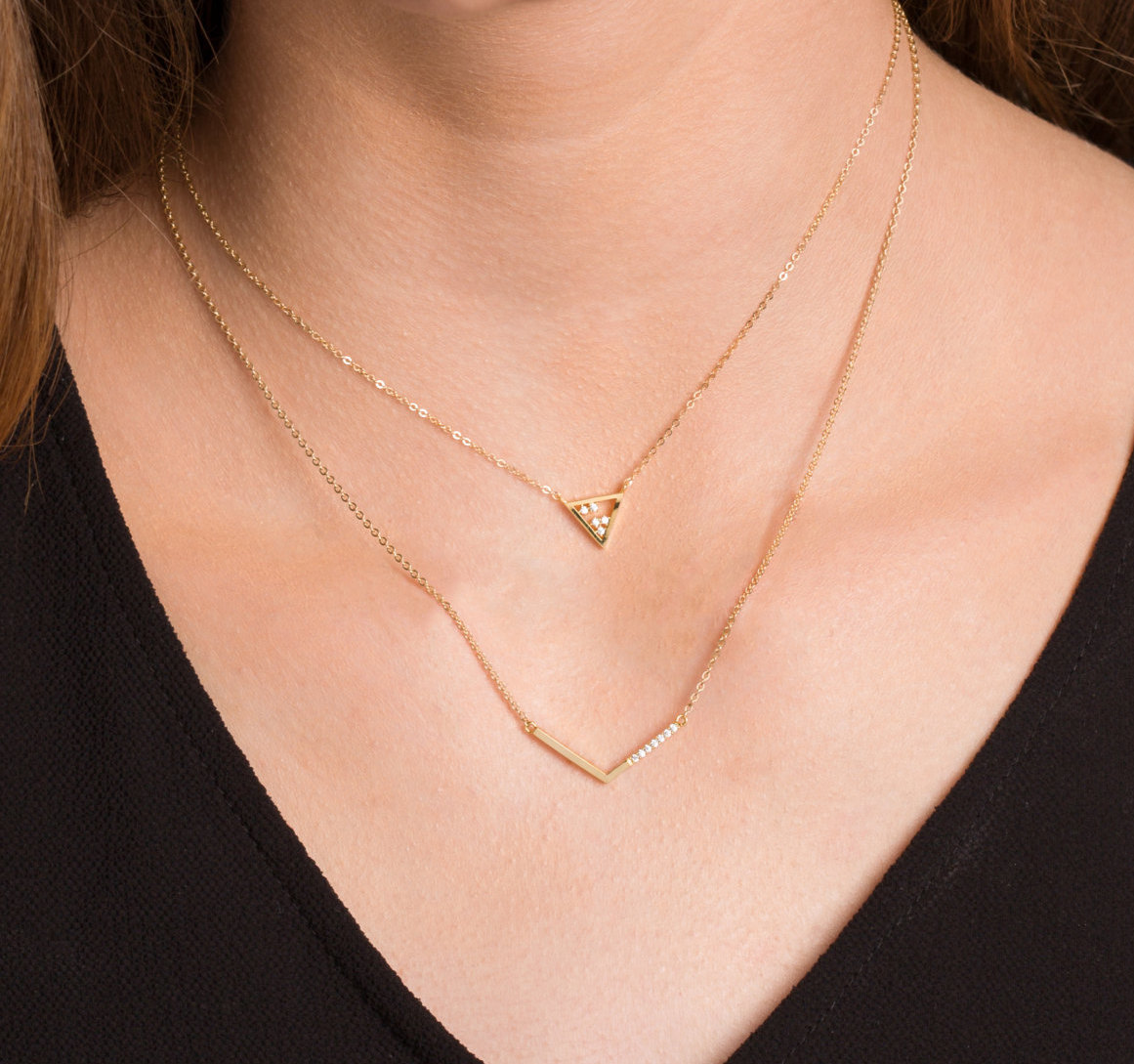 V shaped necklace - V necklace - Chevron Necklace - Gold Arrow Necklace ...