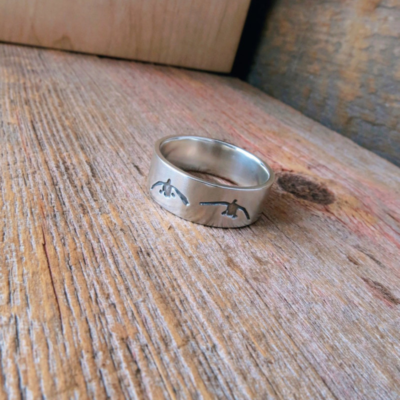 Custom Engraved Duck Band Ring Personalized Silver Mens Wedding Ring ...