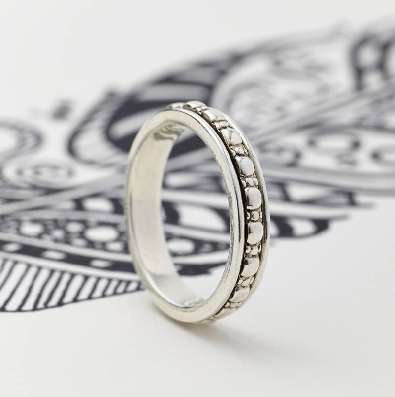 Mens Sterling Silver Spinning Ring