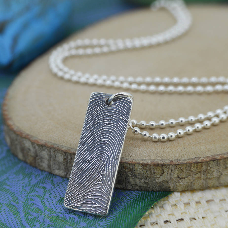 Personalized Silver Ink Fingerprint Necklace
